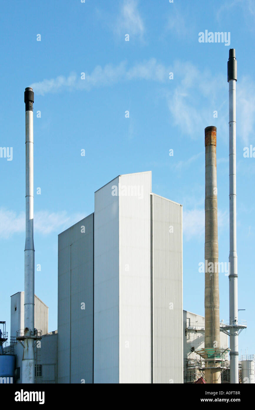 Factory and chimneys, industrial site near Irvine, Scotland, UK Stock ...