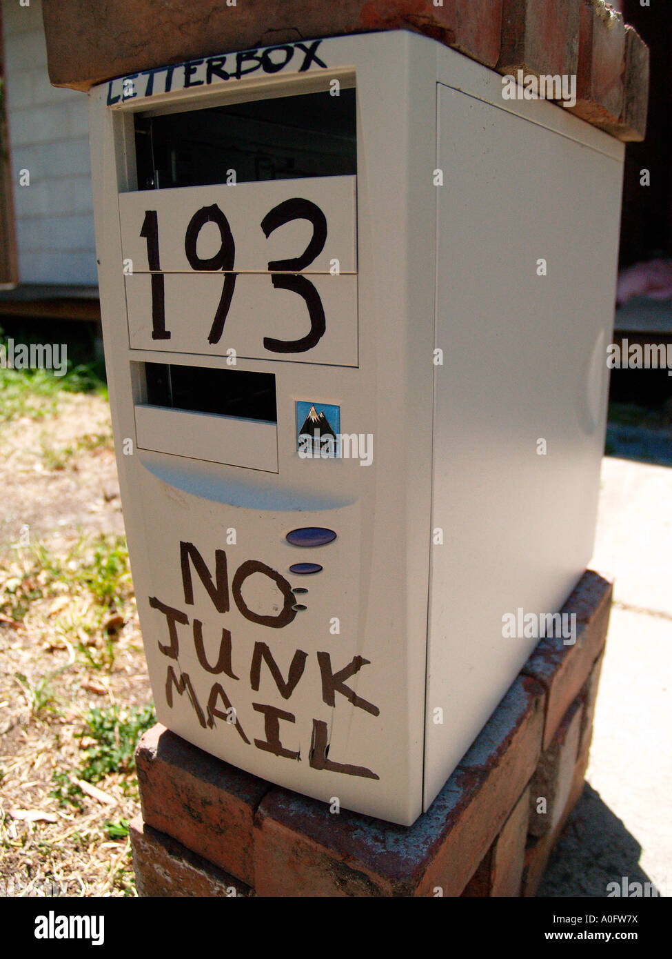 old computer case used as a letterbox Stock Photo - Alamy
