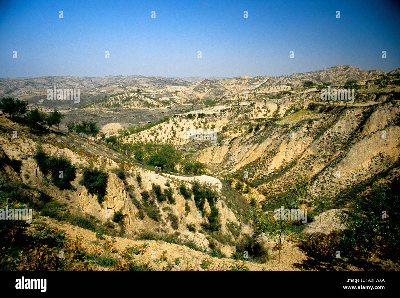 Shanxi, China - Eroded hills on the loess plateau near the Yellow Stock ...