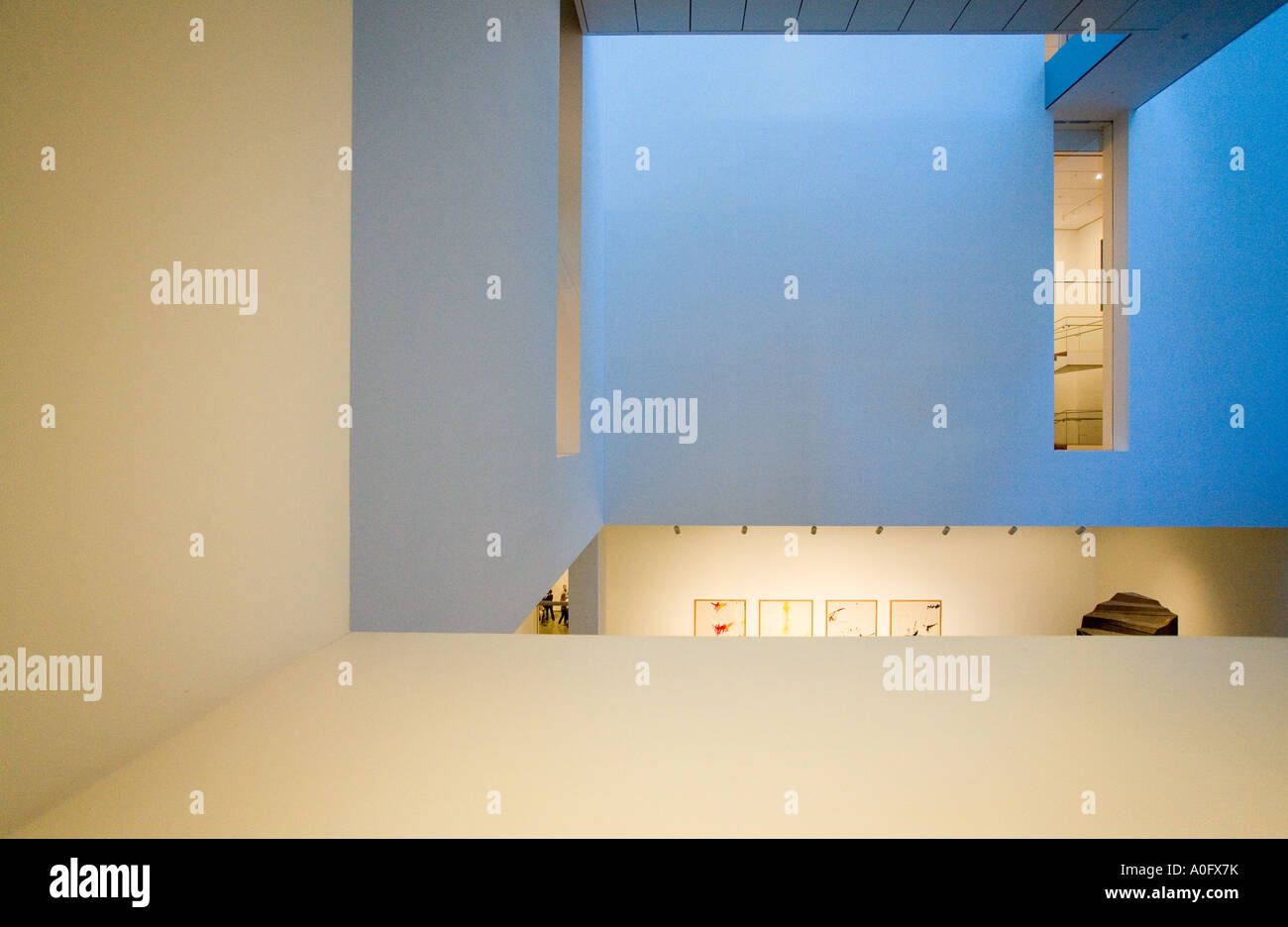 people and guards inside moma museum of modern art architecture ...