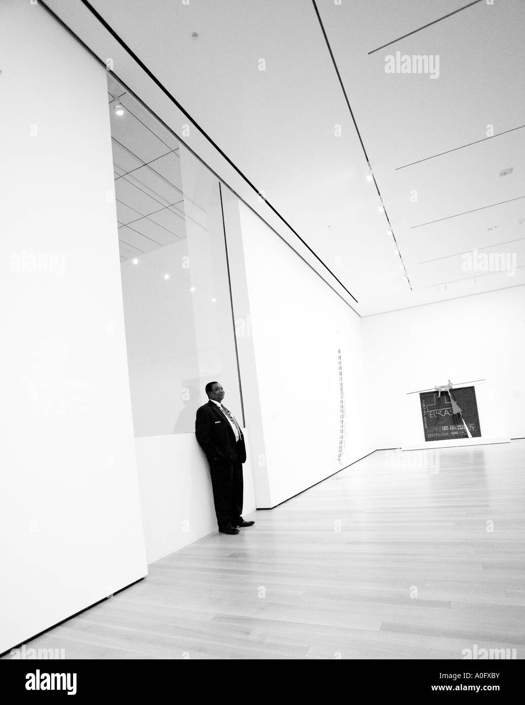 people and guards inside moma museum of modern art architecture ...