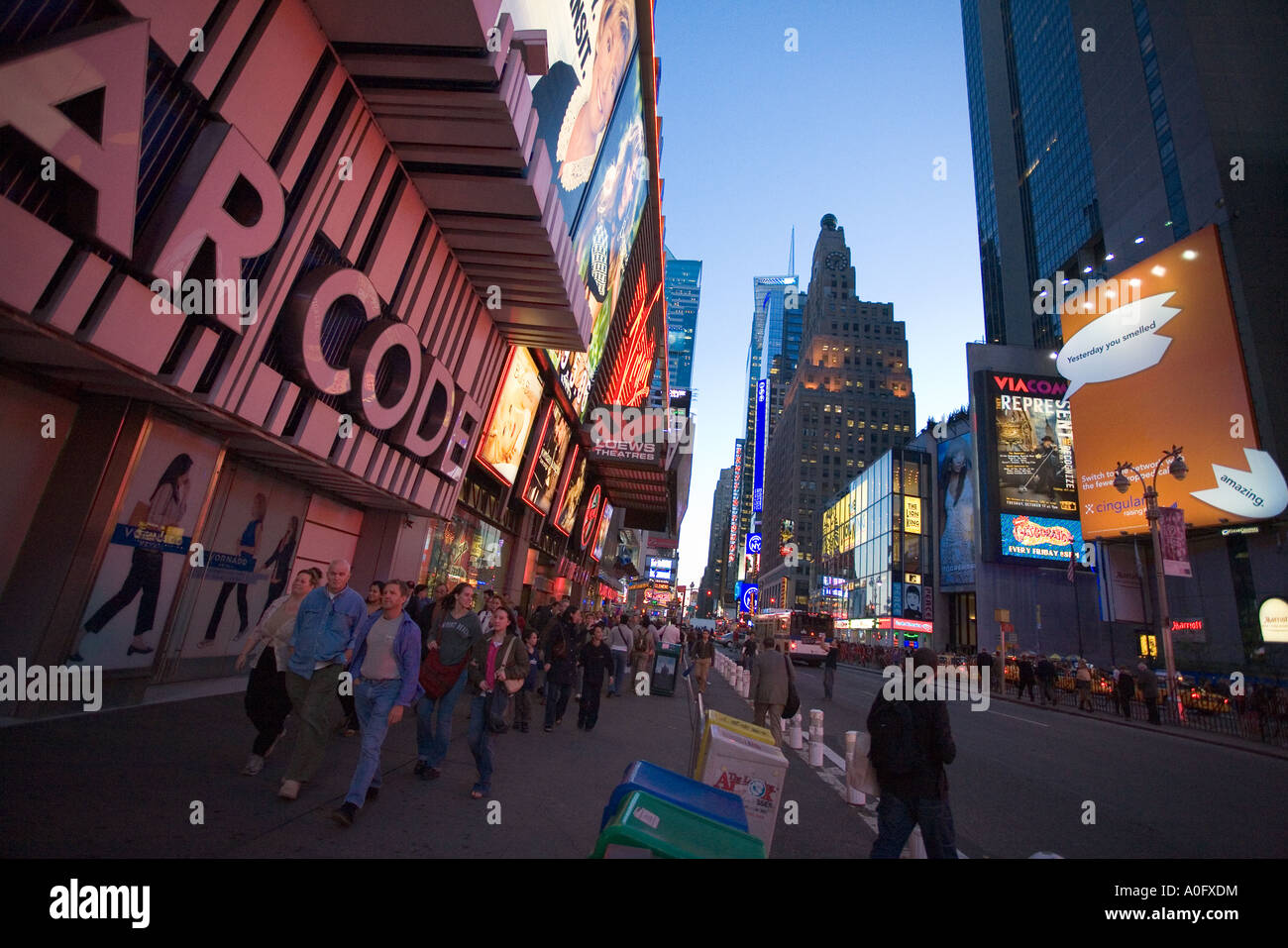 times square at night traffic lights skyscraper Stock Photo - Alamy