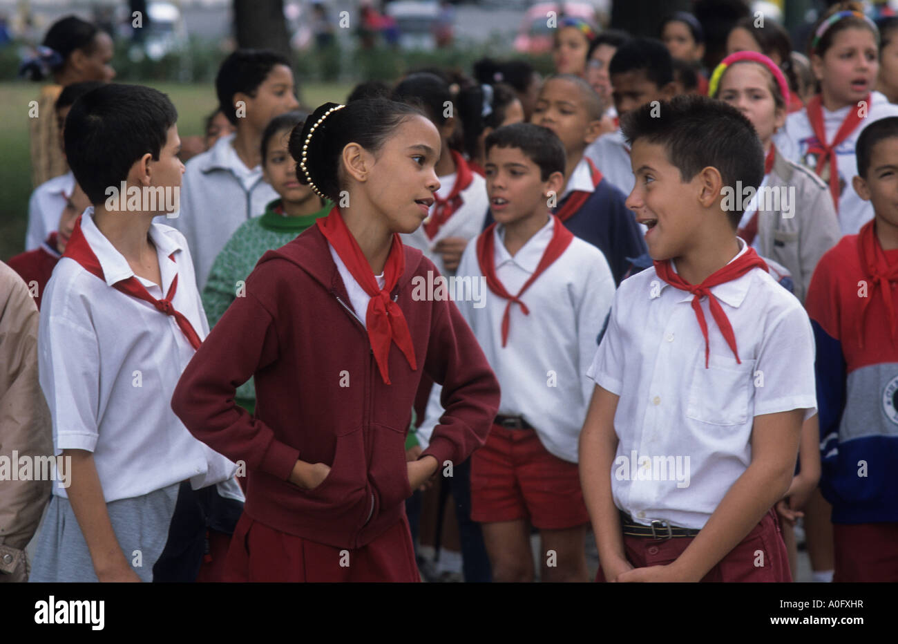 Cuban school children meeting in the Prado park central Havana Stock ...