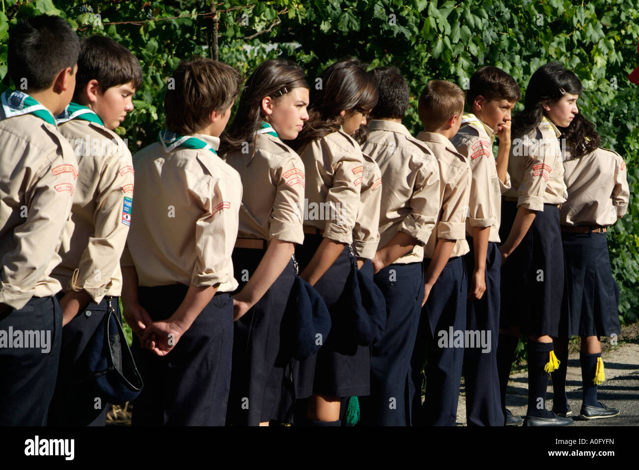 Group of portuguese scouts in a religious procession Stock Photo - Alamy