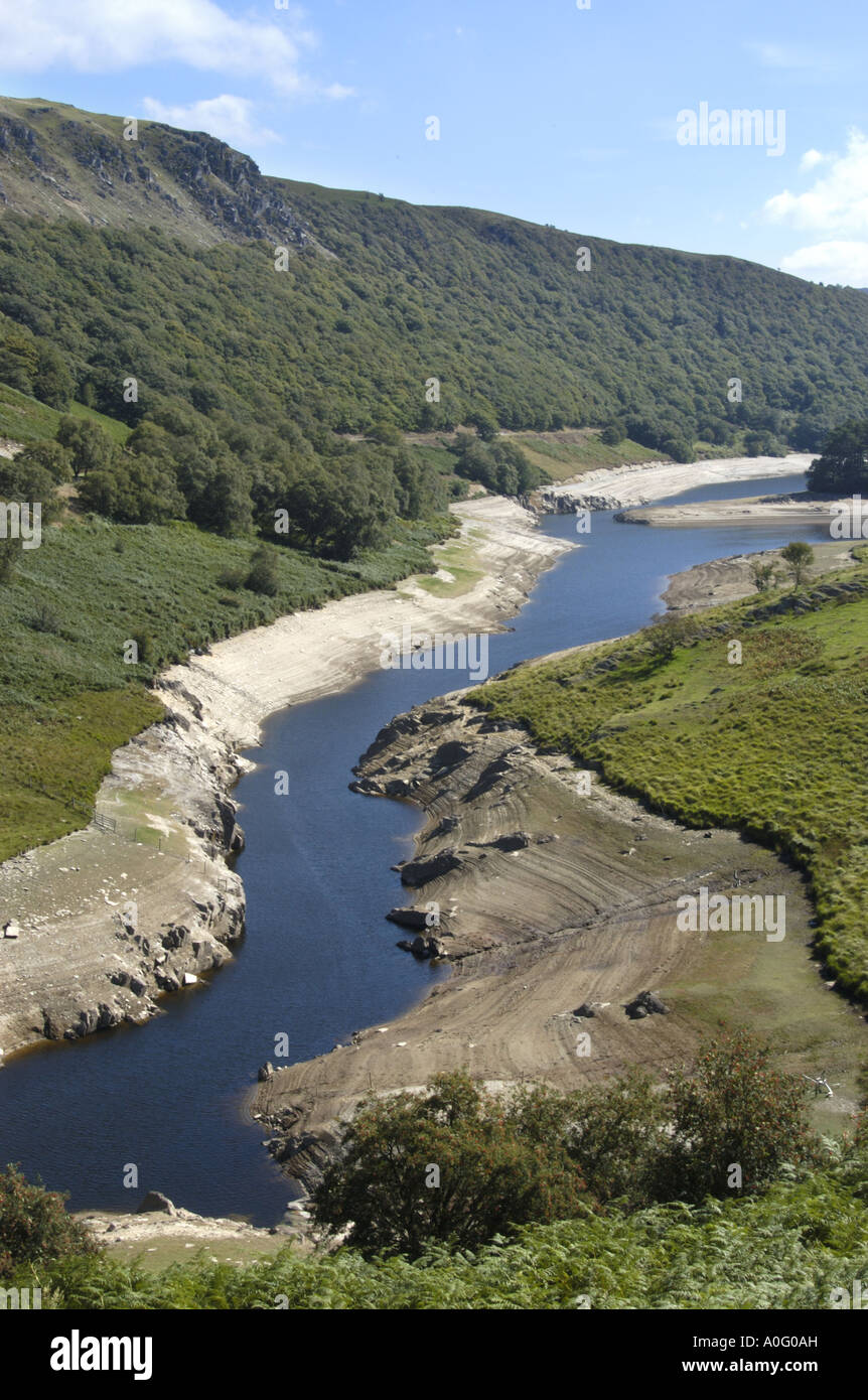 Extreme low water in Penygarreg Reservoir in the Elan Valley mid wales ...