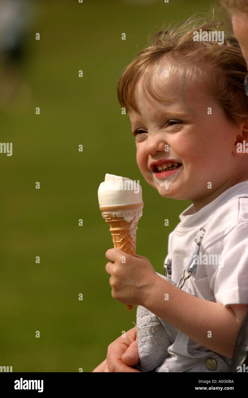 Lewis aged two and an ice cream Stock Photo - Alamy