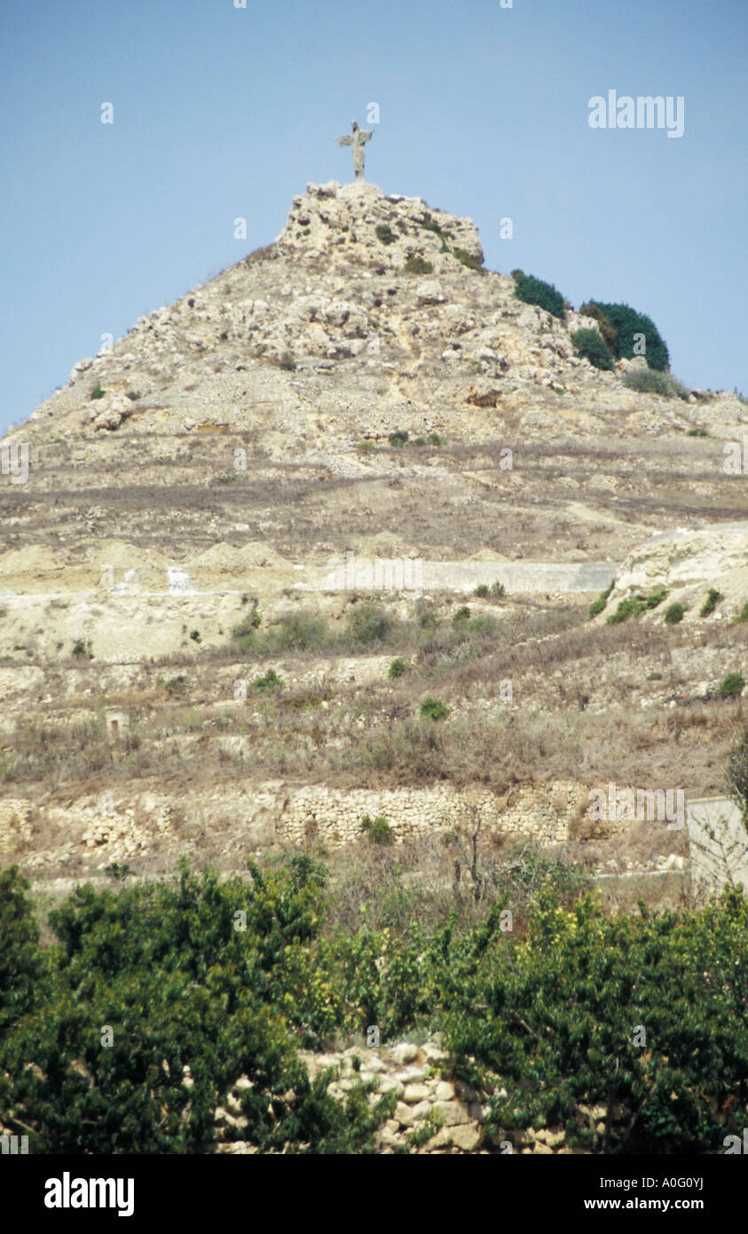 Statue of Christ on Hill Gozo Malta Stock Photo - Alamy