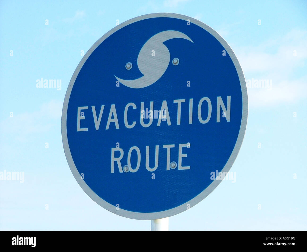 Evacuation Route Sign Stock Photo - Alamy