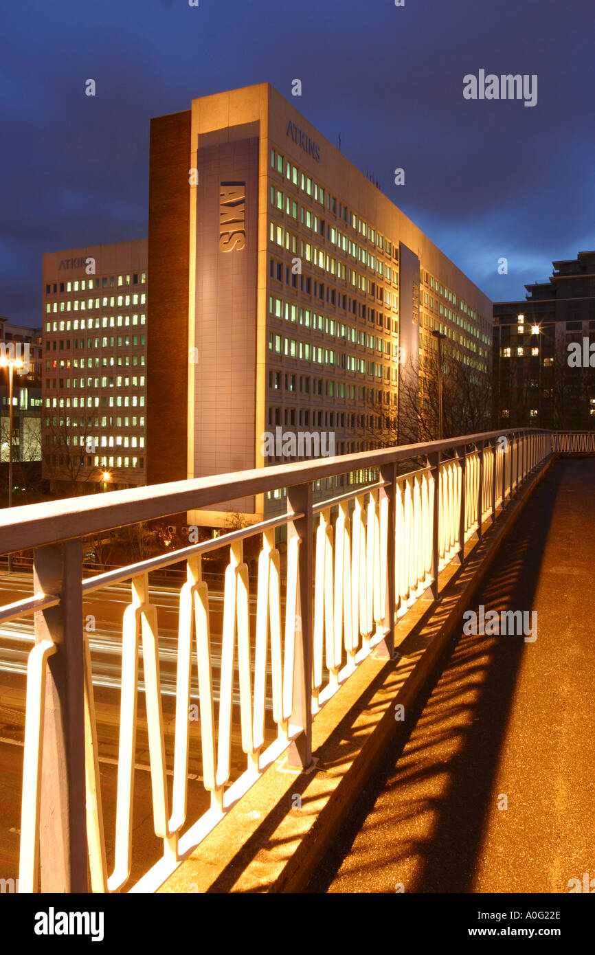 Atkins Axis office building at night Stock Photo - Alamy
