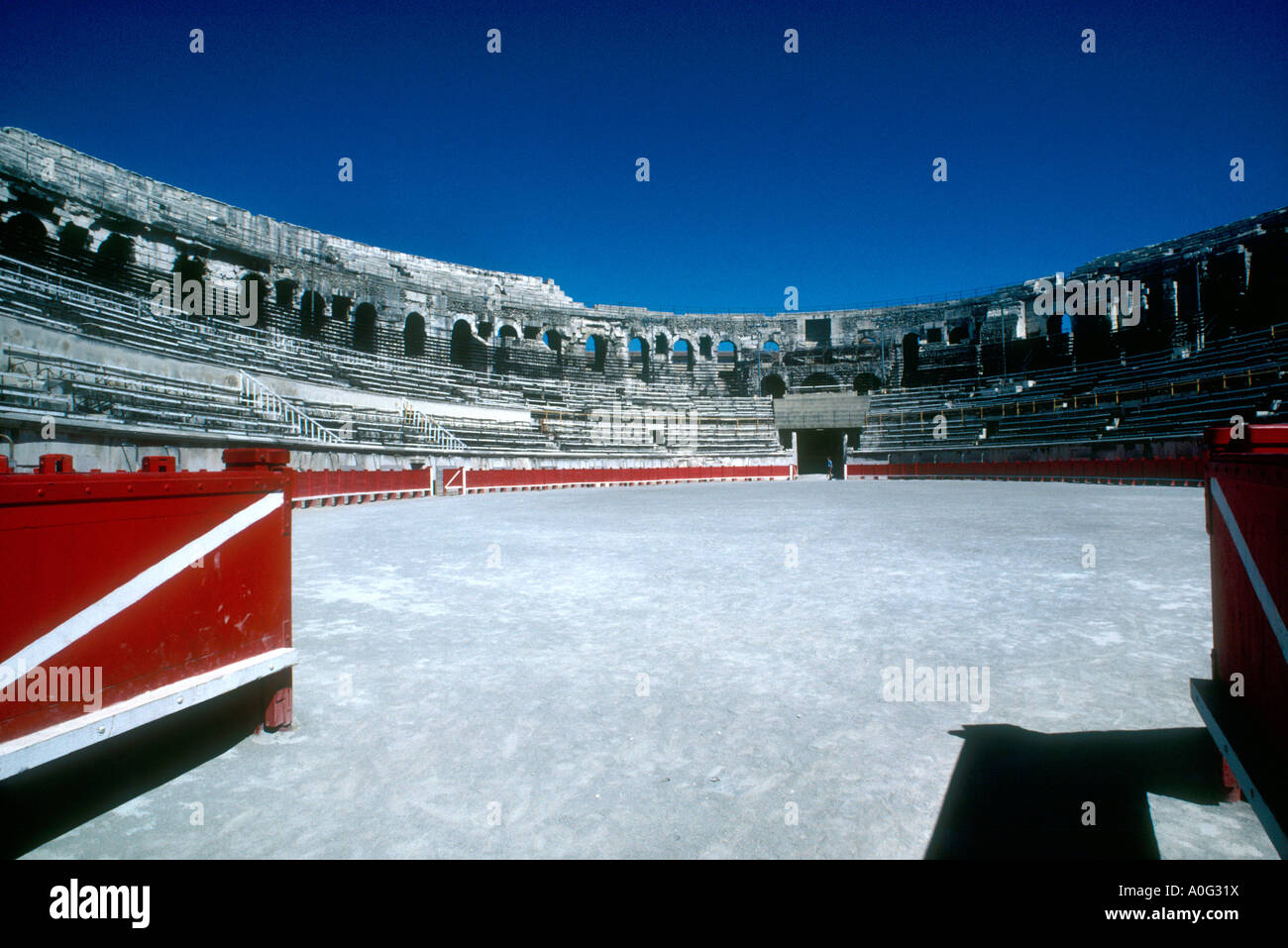 Red gates, the entrance to the arena of Ancient Roman ampitheatre,Nimes ...