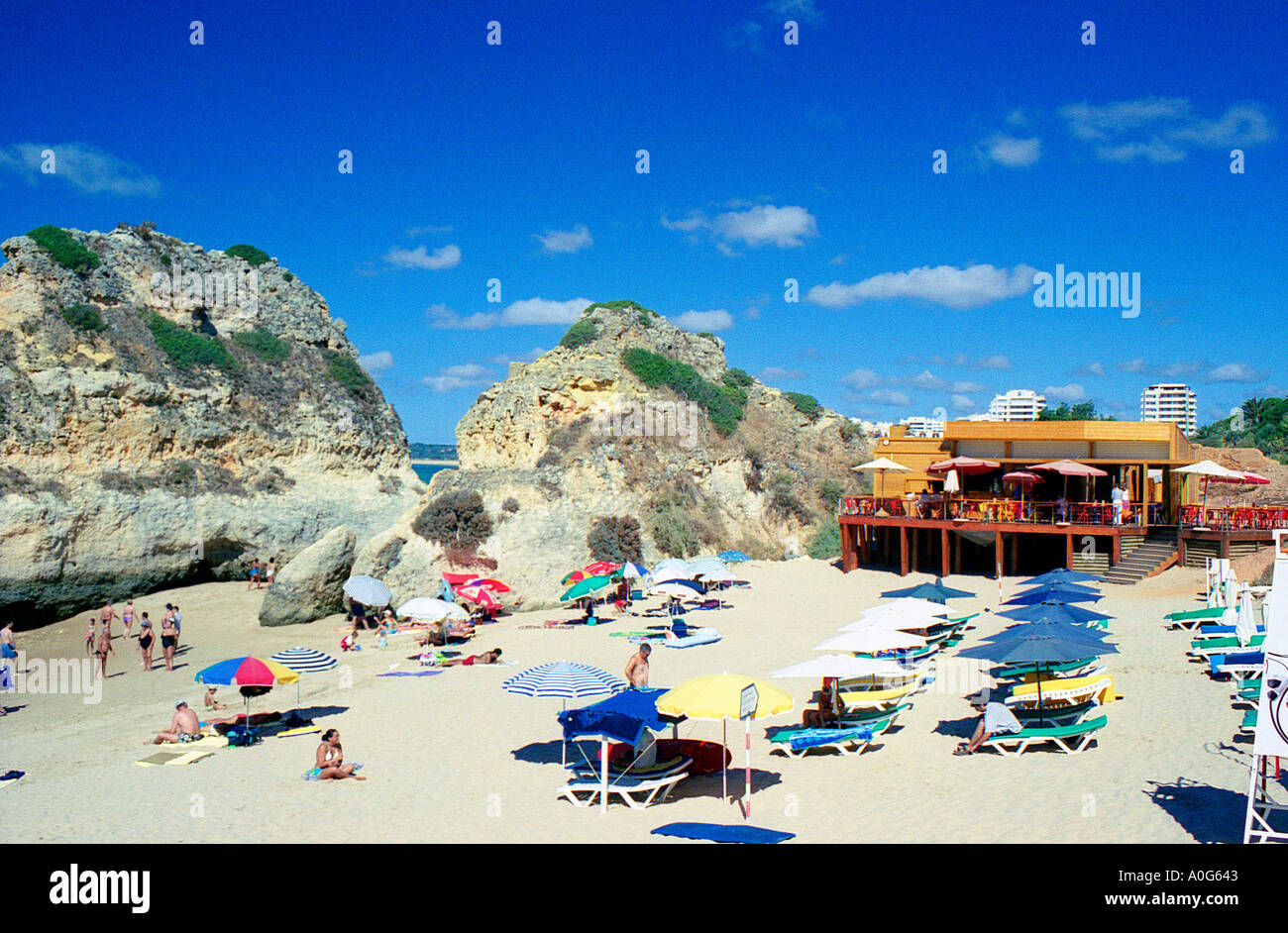 Prainha beach and Sol e Sombra beach bar Alvor Algarve Portugal Stock ...