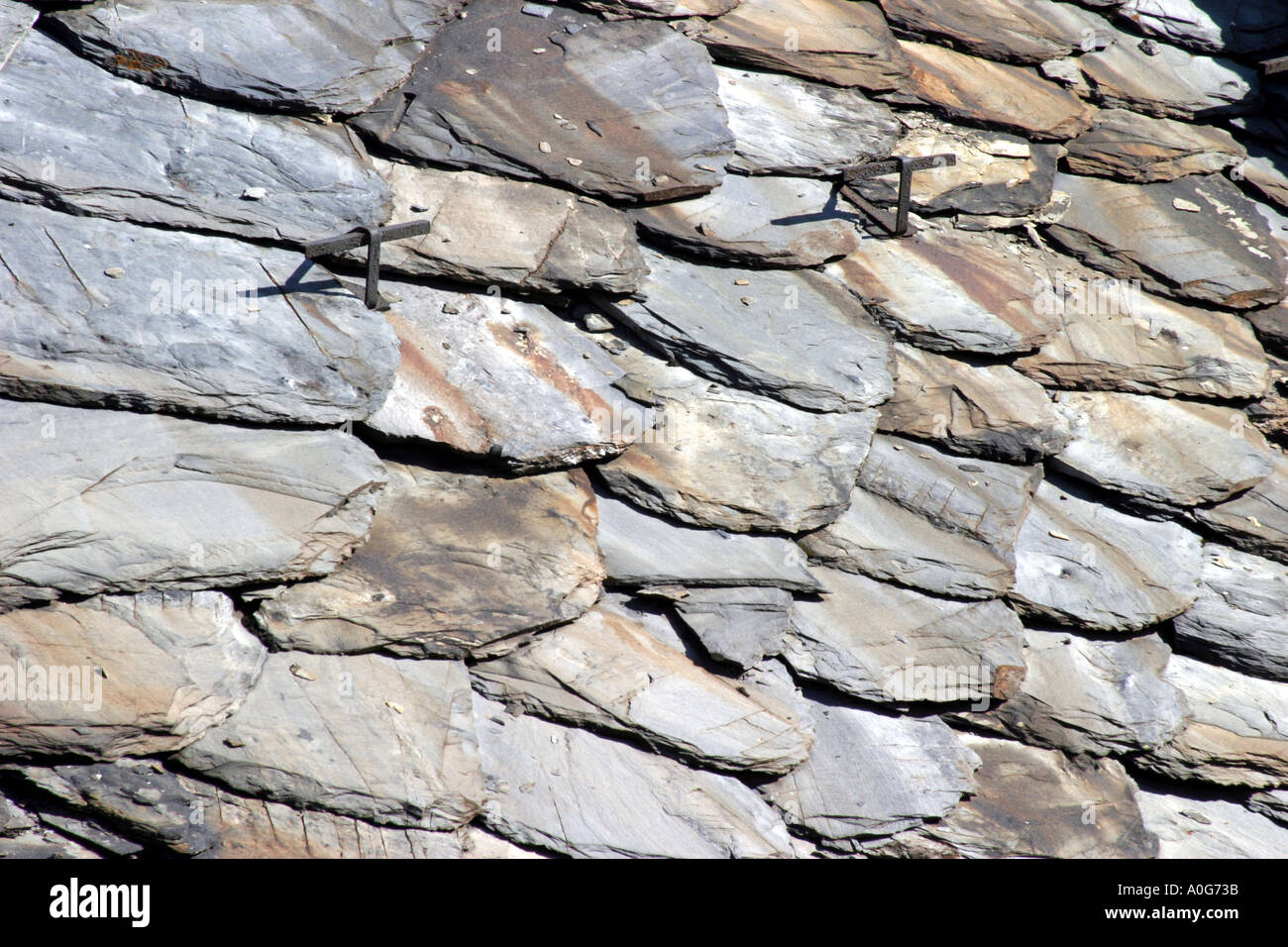Traditional alpine roof tiles Stock Photo - Alamy