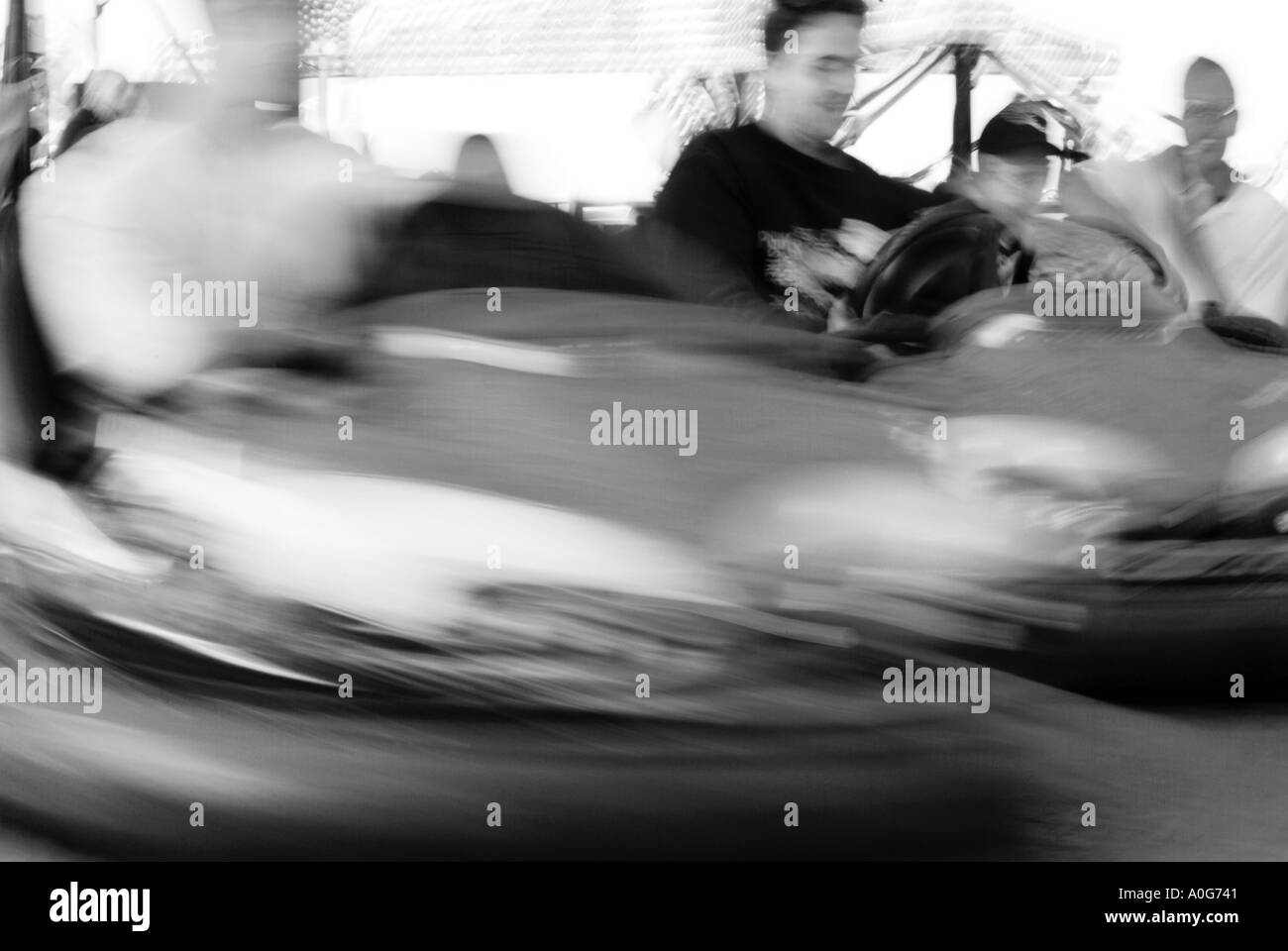 dodgem bumper car at fairground speed blur motion electric collision ...