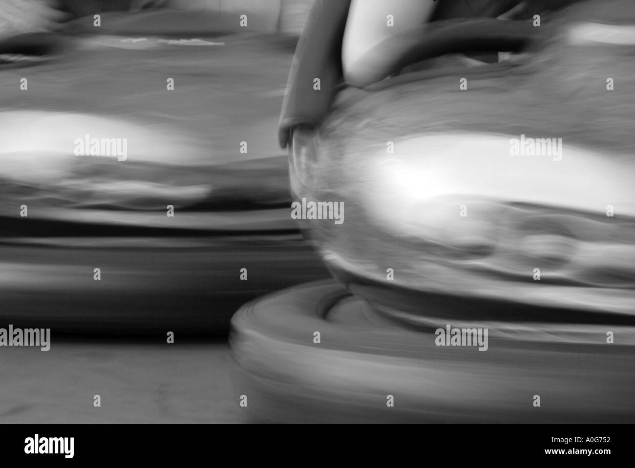 bumper car at fairground movement speed blur motion electric collision ...