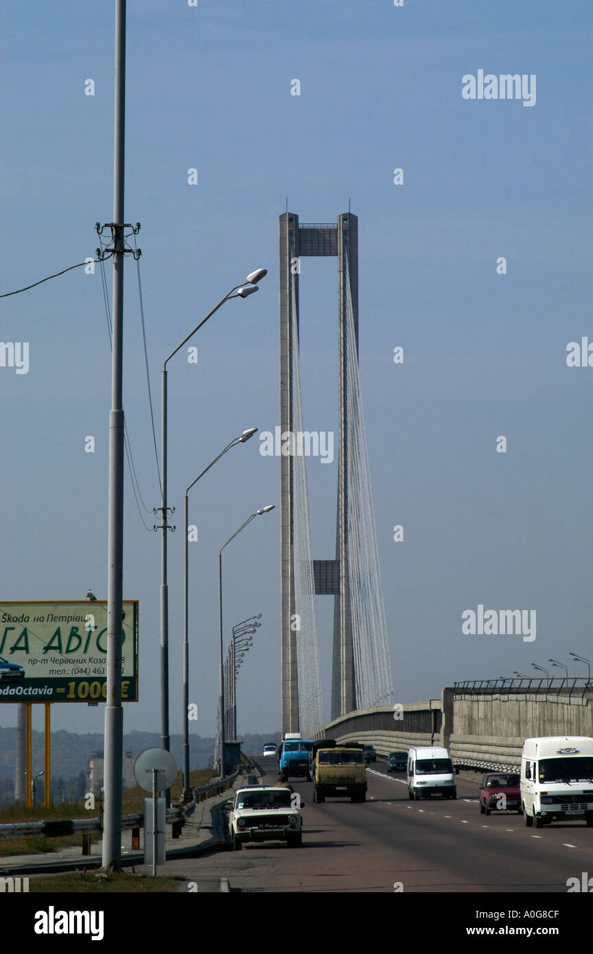 Kiev, traffic, city highway, steel bridge Stock Photo - Alamy