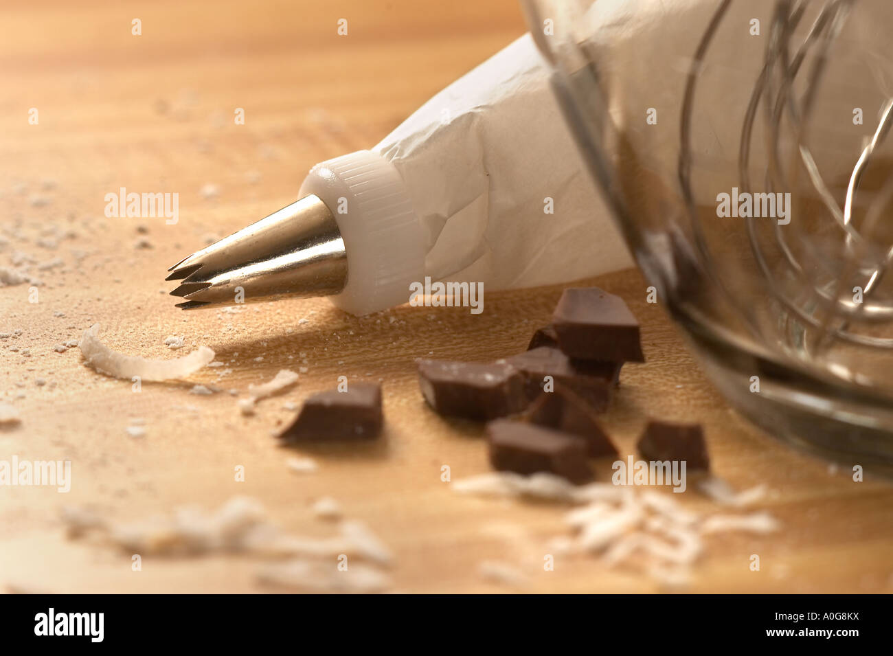Bakery Kitchen Counter With Pastry Bag and Chocolate Stock Photo - Alamy