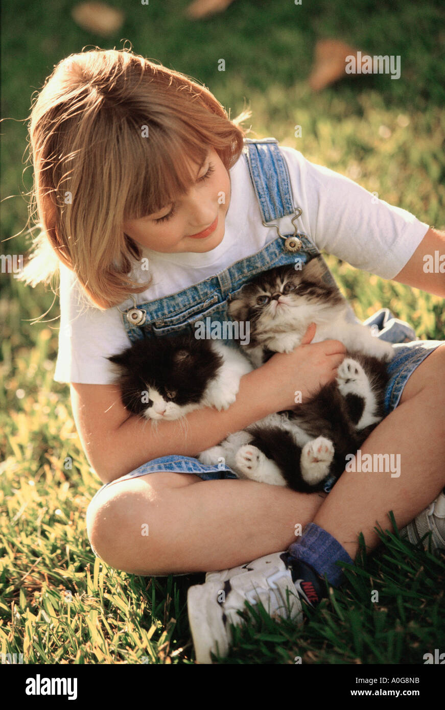 Girl two cats hi-res stock photography and images - Alamy