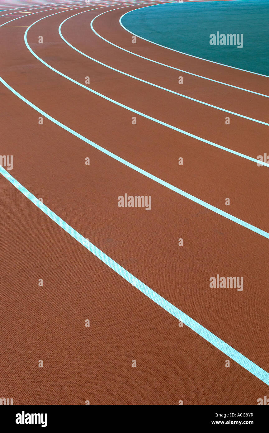 Close Up View Of A Track And Field Event Stadium With The Lanes Forming ...