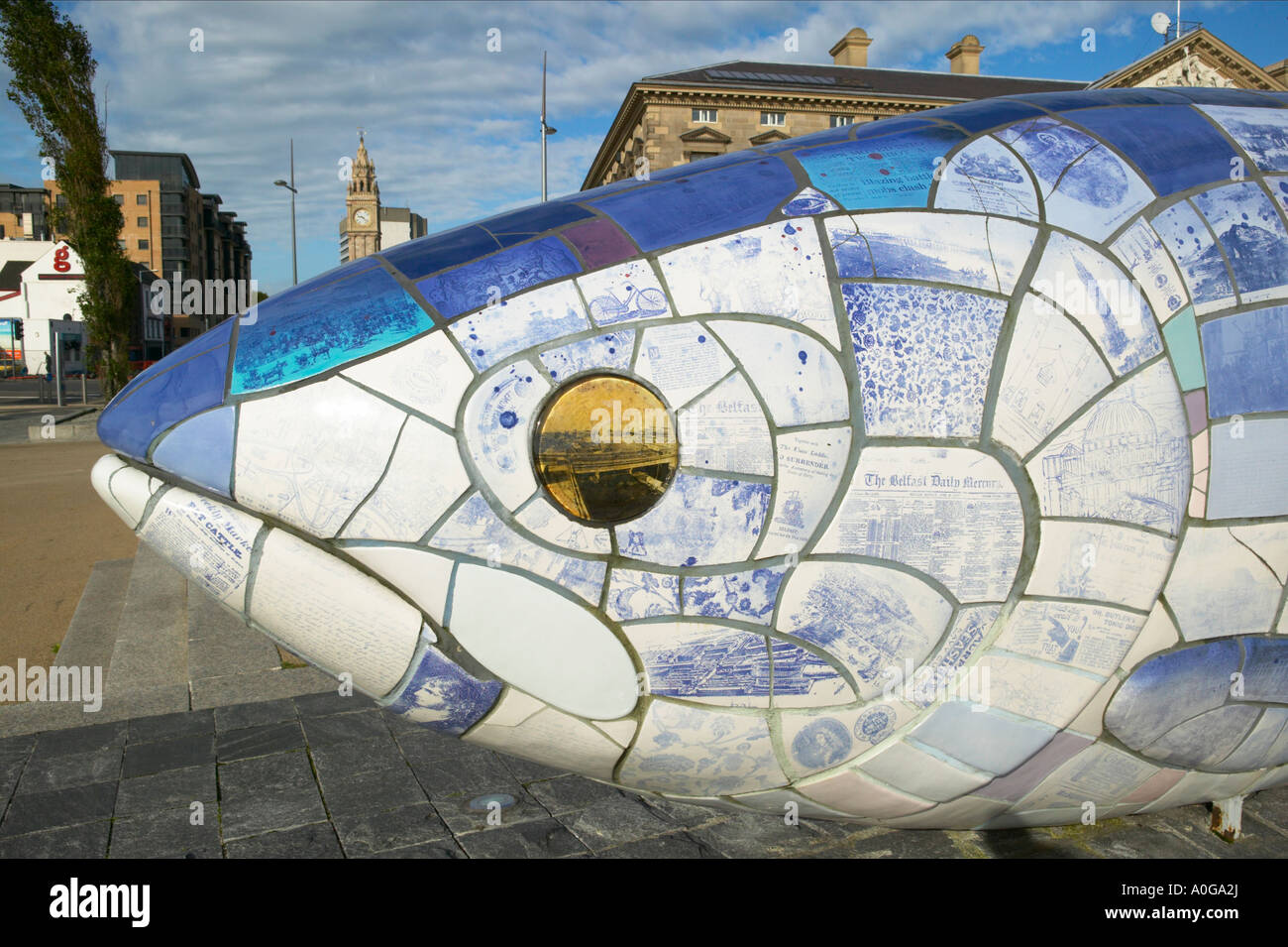 Donegall Quay, Laganside, Belfast, Northern Ireland. The sculpture Big ...