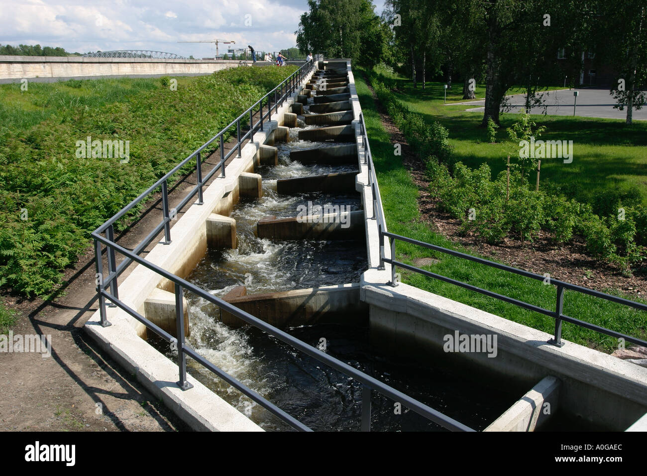 small canal for fish to rise upstream Stock Photo - Alamy