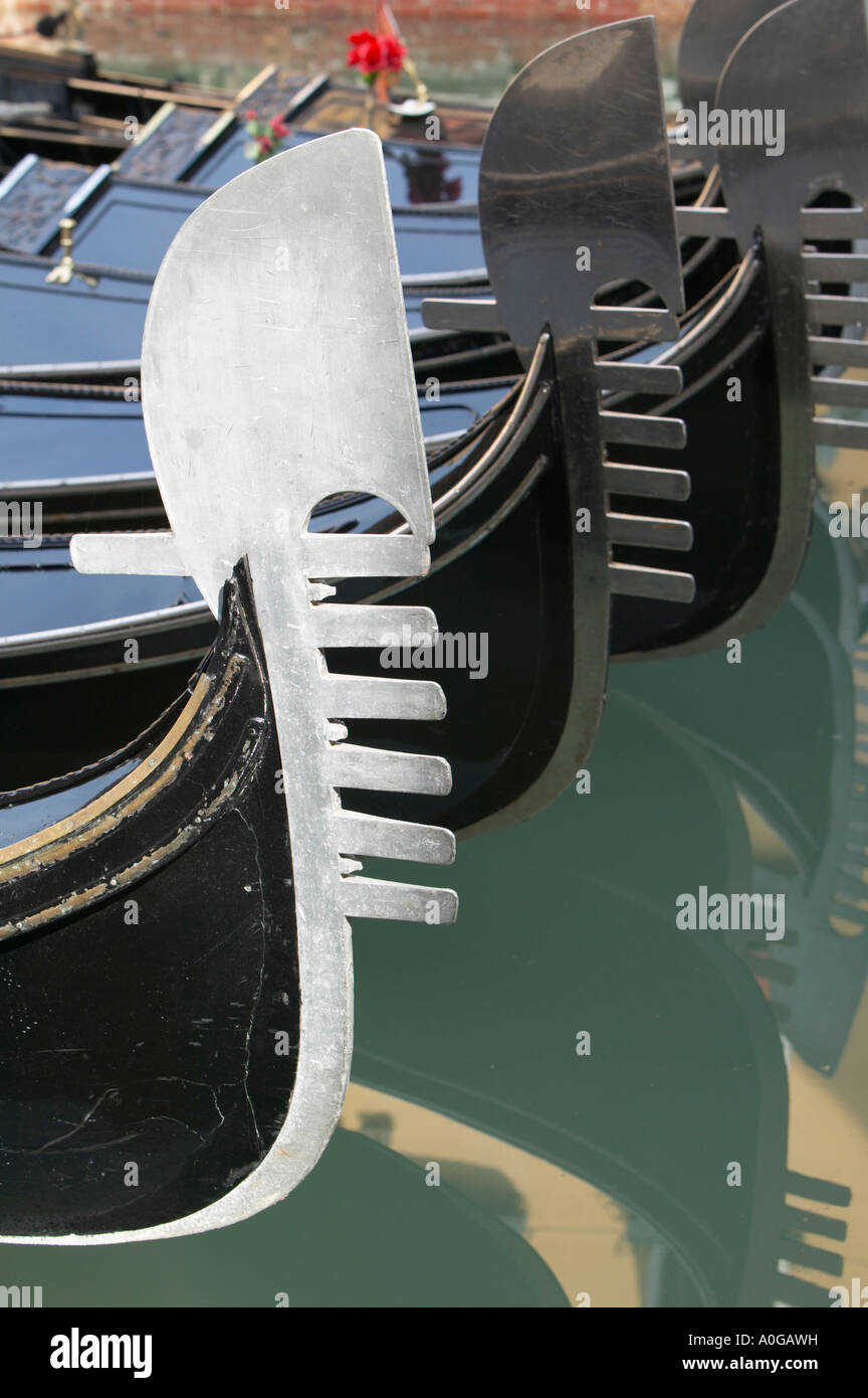 Gondola prows detail vertical travel europe hi-res stock photography ...