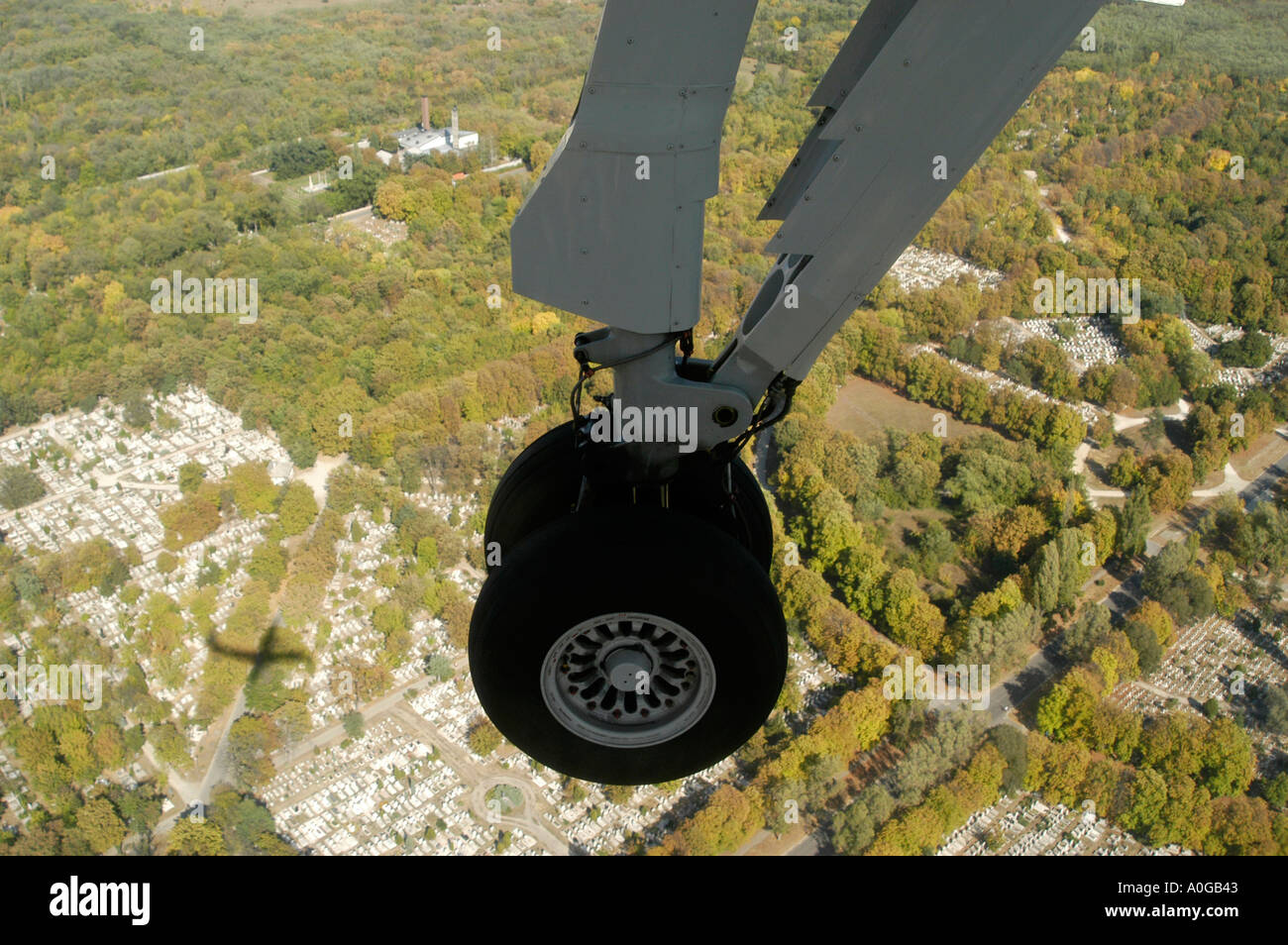 aerial photo, aircraft preparing landing Stock Photo - Alamy