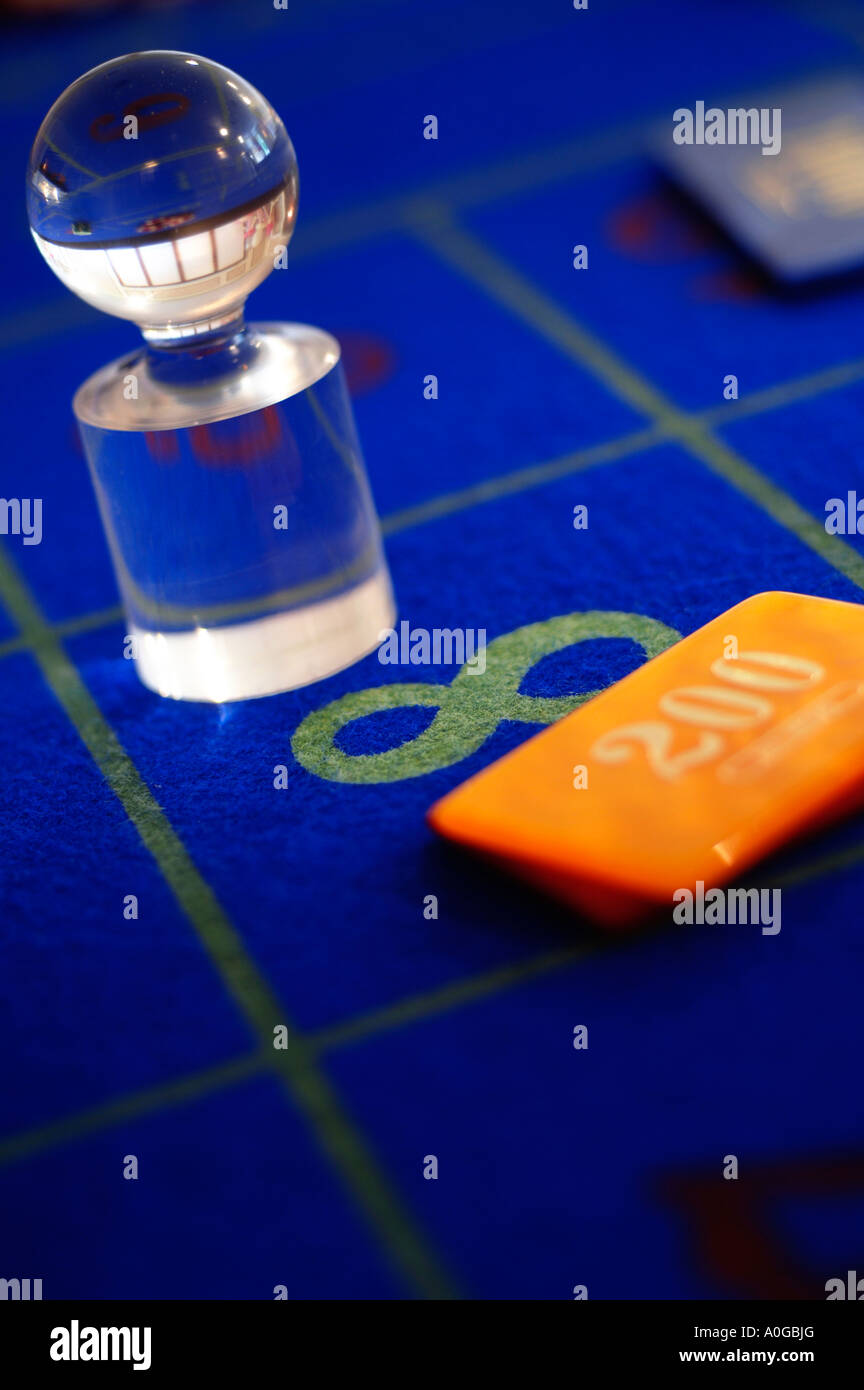 Marker on number eight on roulette table with high value chips Stock ...