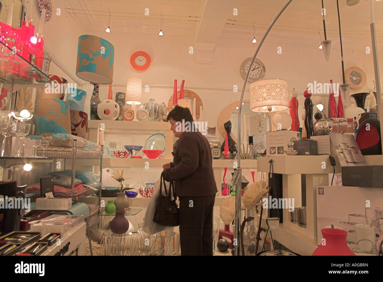 Stock photograph of woman in gift shop near Truro Cathedral Stock Photo ...