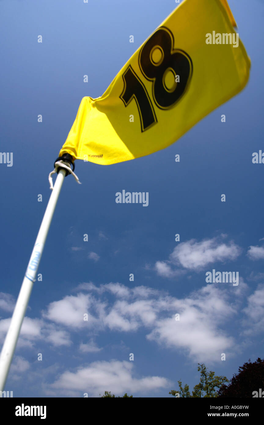 Flag at eighteenth hole on golf course Stock Photo - Alamy