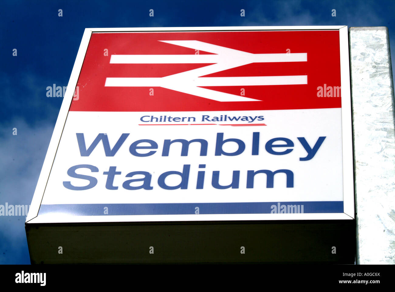 Wembley Stadium rail station sign Wembley London Stock Photo - Alamy