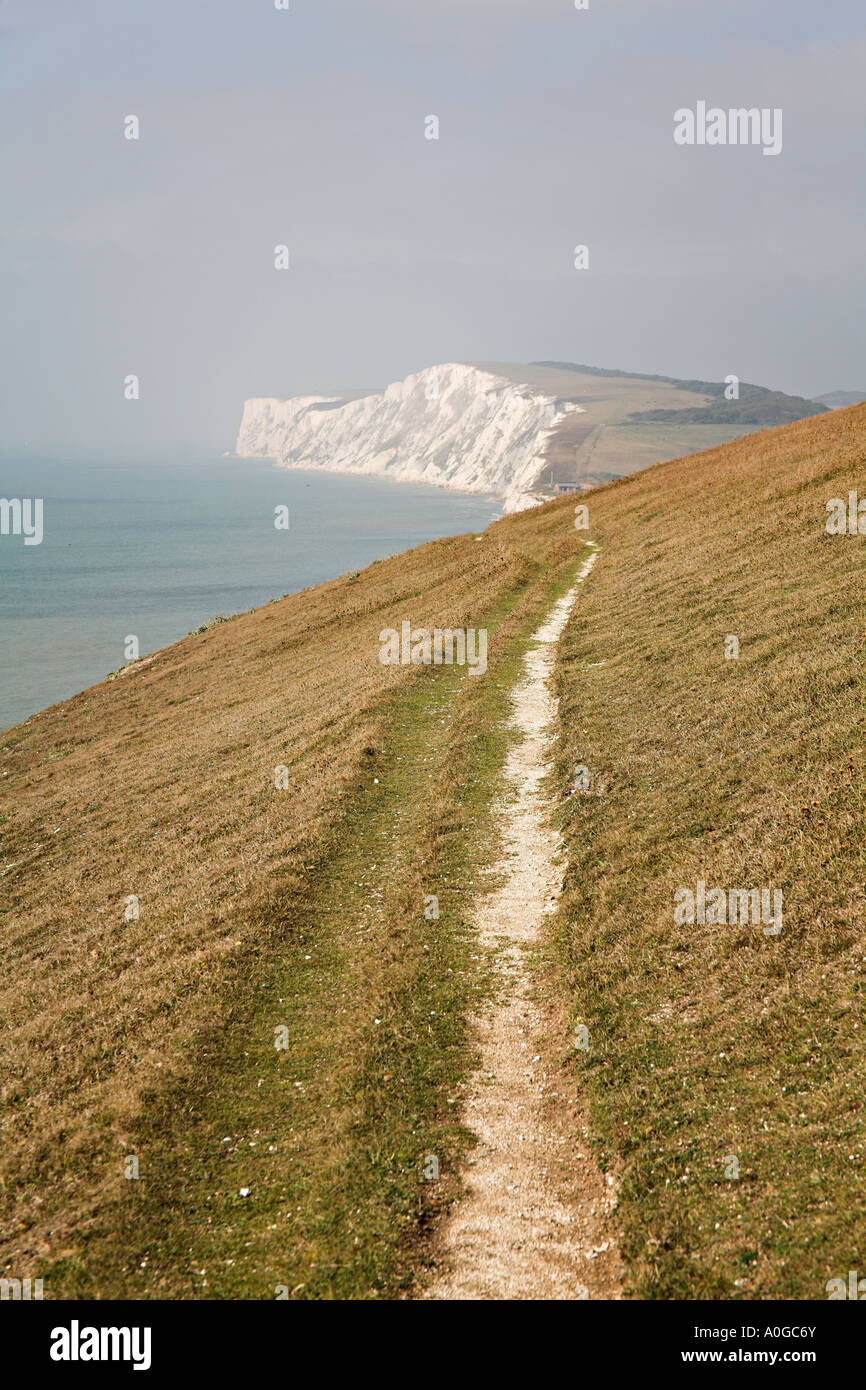 Stock photograph of coastal footpath Isle of Wight near Brook looking ...
