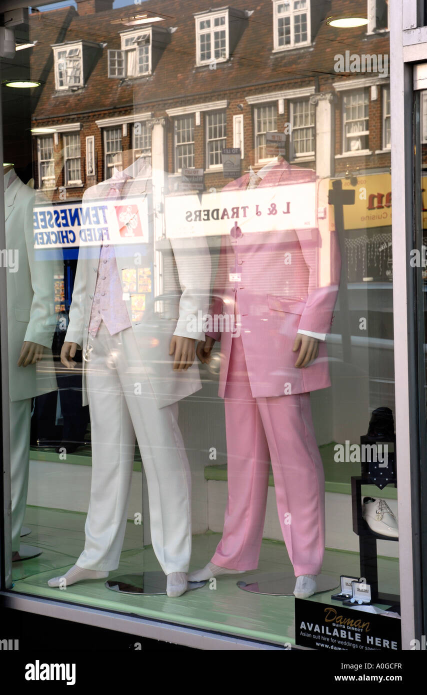 Mens suits in a shop window Edgware London Stock Photo - Alamy