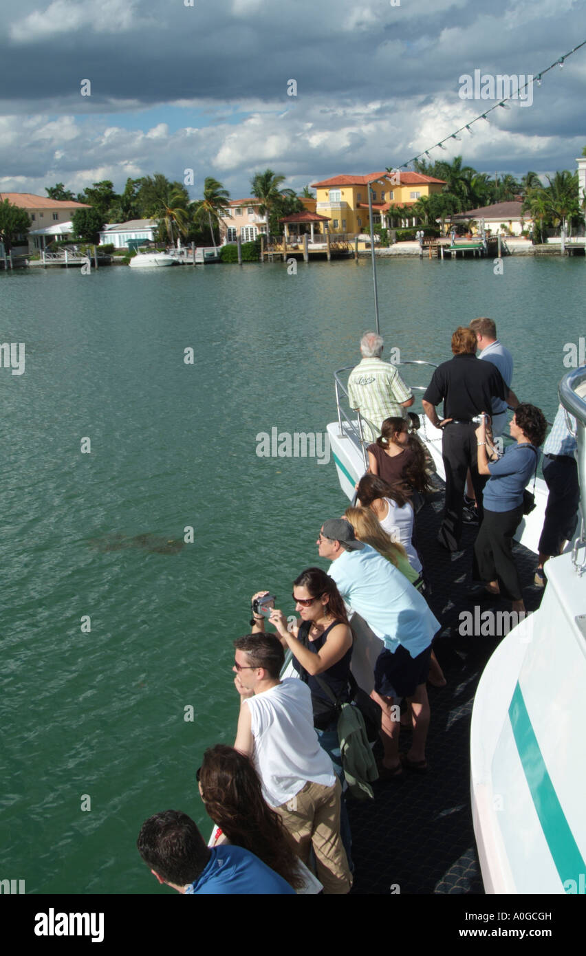Tourists Boat trip Miami Florida USA Visitors to Miami on a boat trip ...