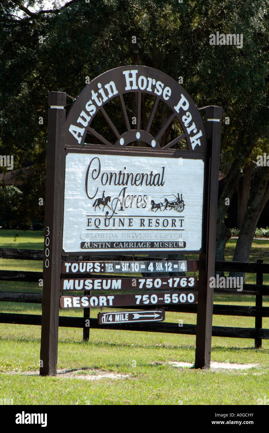 Austin Horse Park and Museum.Signs. Ocala horse country Florida USA ...