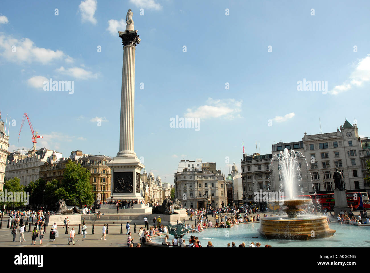 Trafalgar Square and fountain London Stock Photo - Alamy