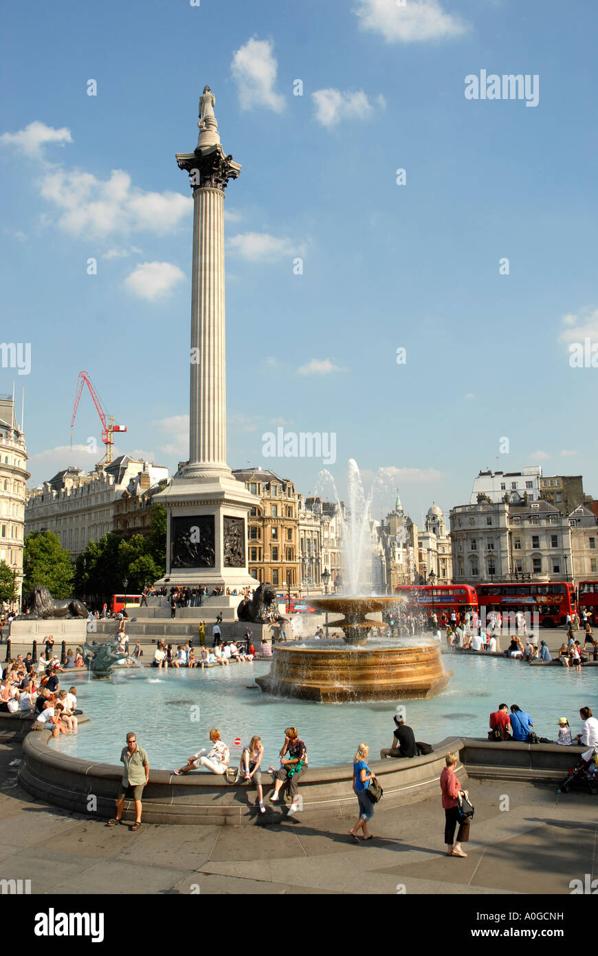 Trafalgar Square and fountain London Stock Photo - Alamy