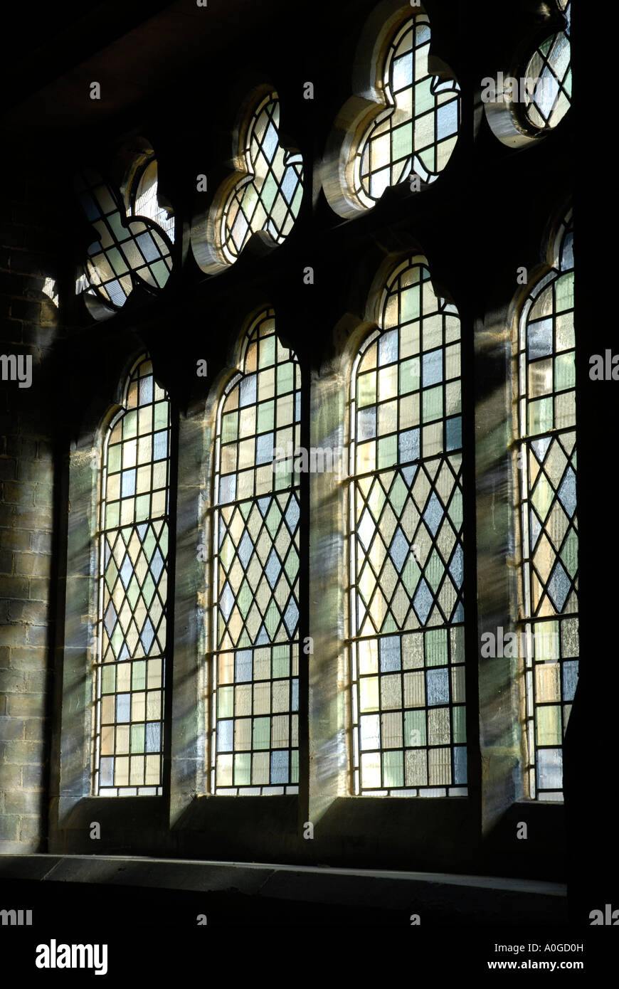 Windows in the disused church of St Stephens in Haverstock Hill Belsize ...
