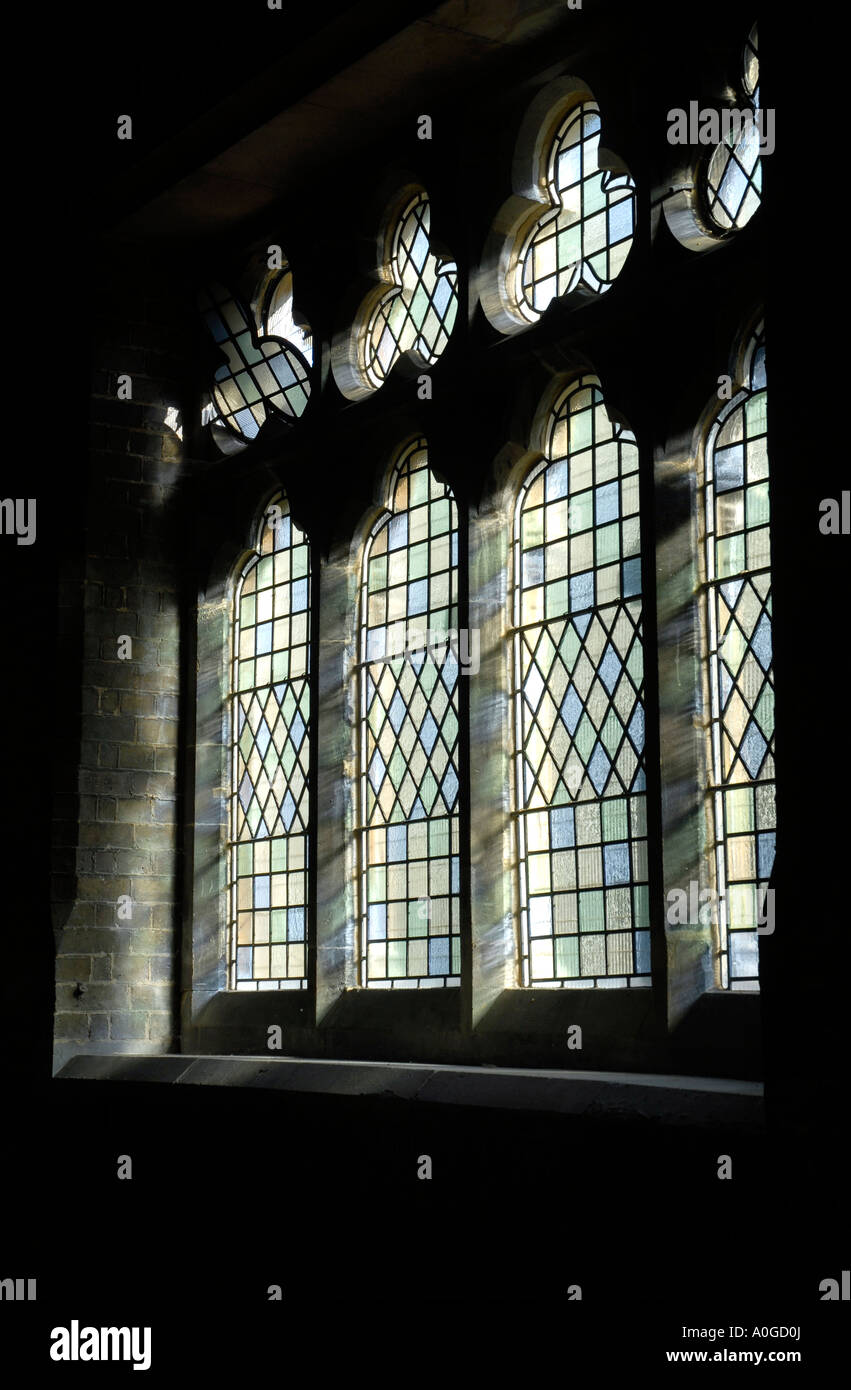 Windows in the disused church of St Stephens in Haverstock Hill Belsize ...