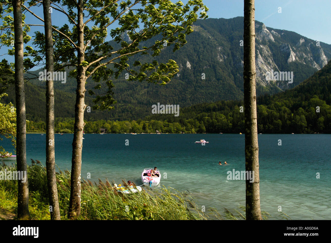 Lunzer lake, boats Stock Photo - Alamy