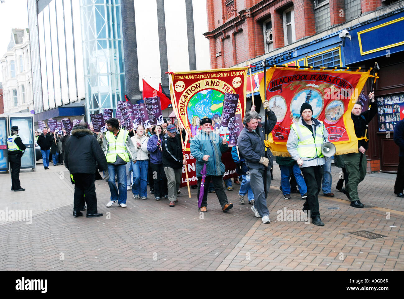 Anti BNP protest and rally ,Blackpool,Lancashire,England,UK Stock Photo ...
