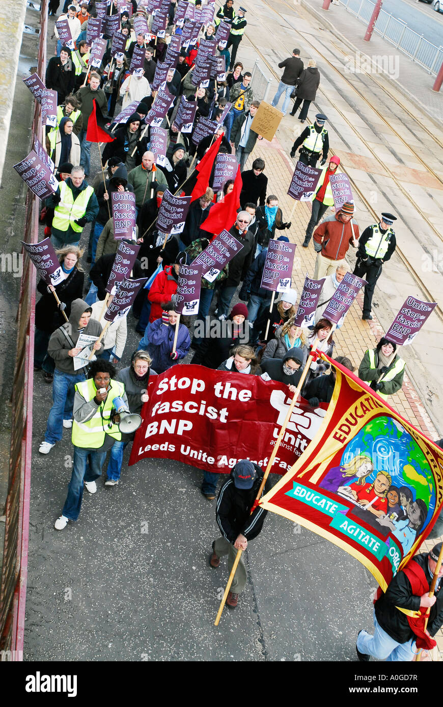 Anti BNP protest and rally ,Blackpool,Lancashire,England,UK Stock Photo ...