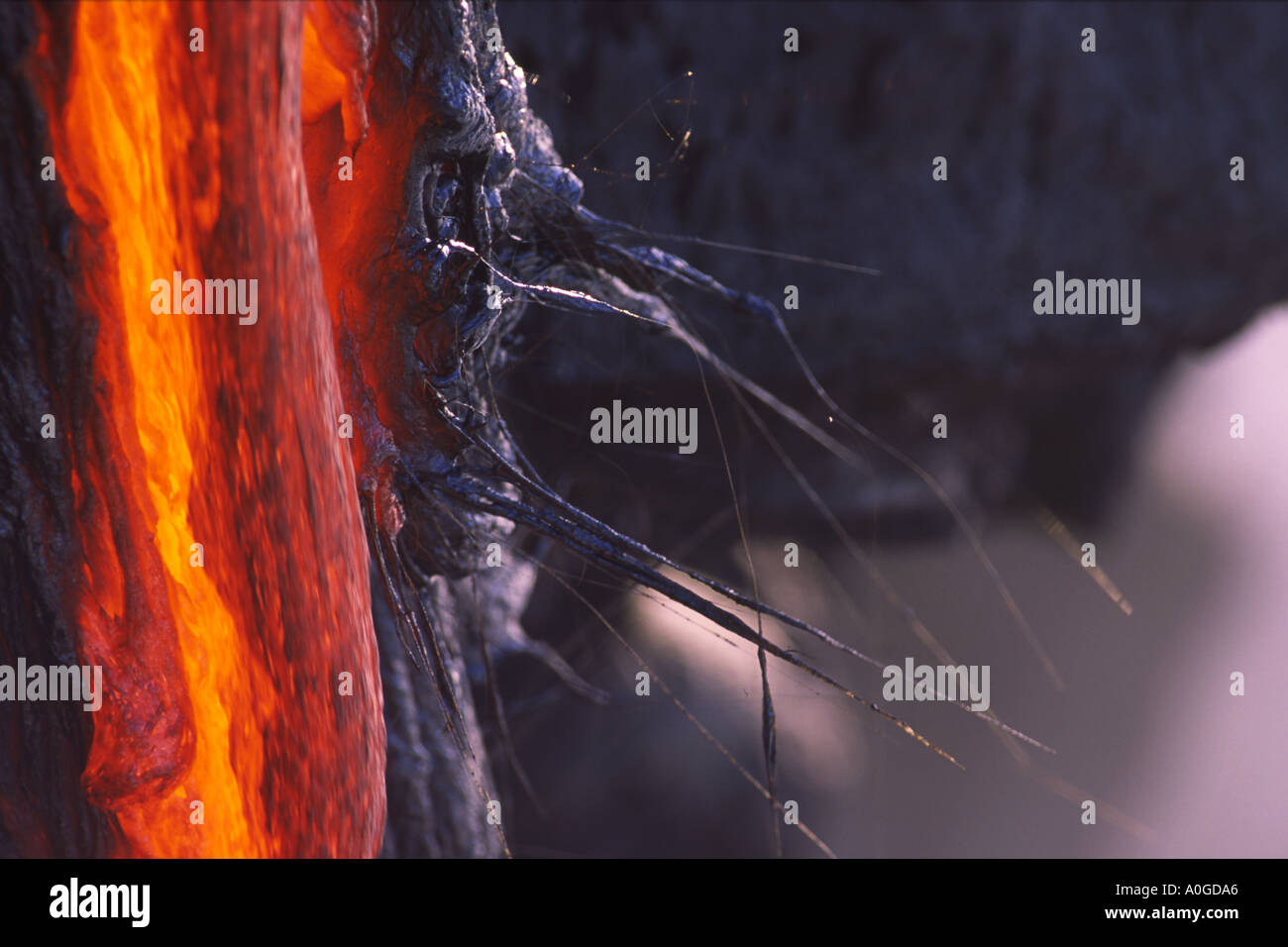 Lava dripping over sea cliff Volcanoes National Park Hawaii Stock Photo ...