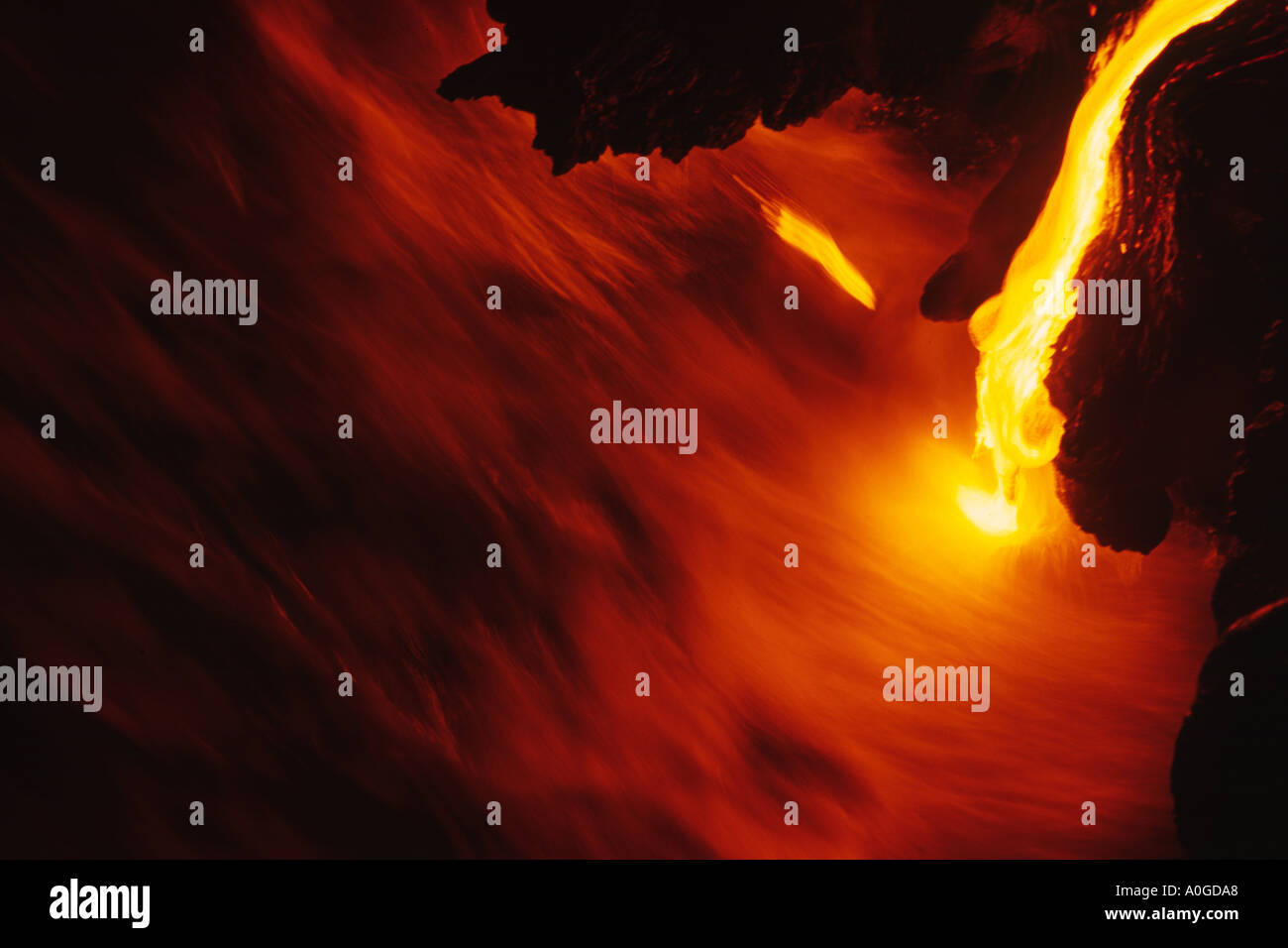 Pele s image appears next to a small ocean entry Volcanoes National ...