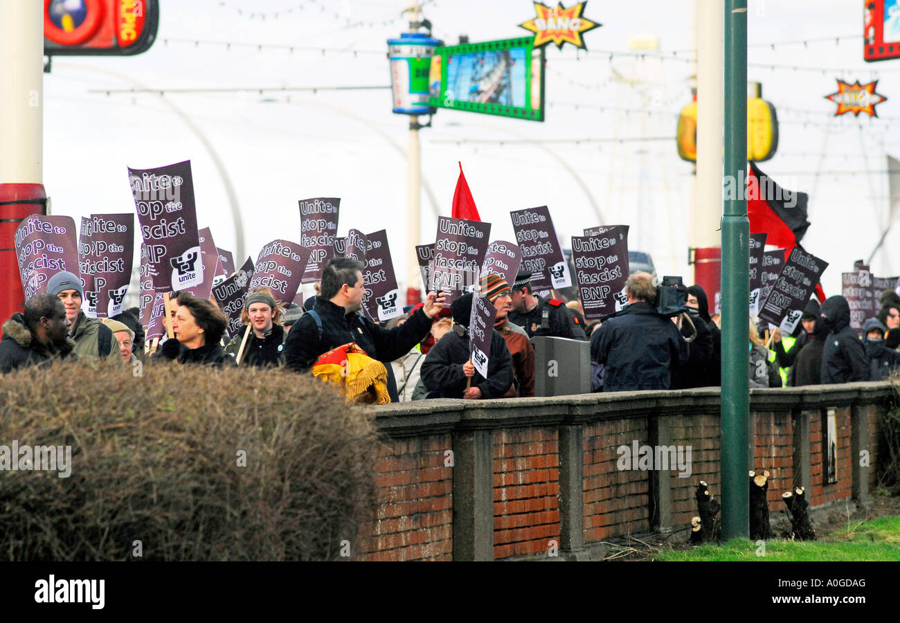 Anti BNP protest and rally ,Blackpool,Lancashire,England,UK Stock Photo ...