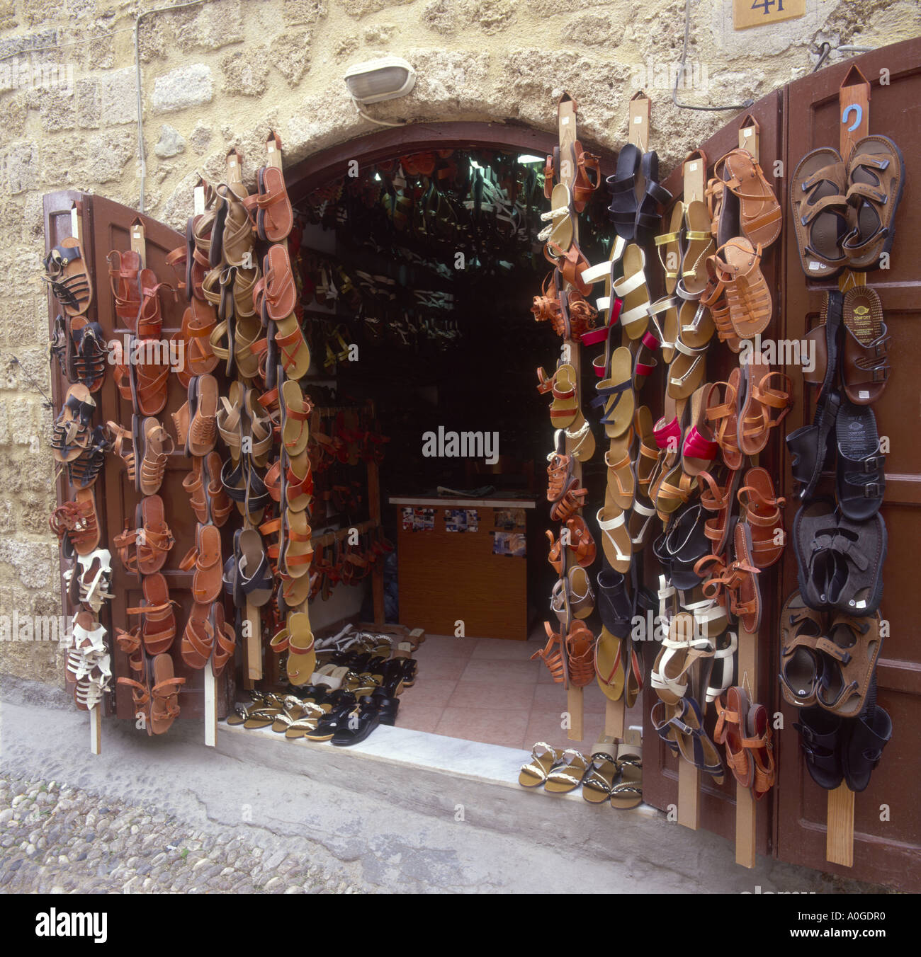 Rhodes Town Market Shops Stock Photo - Alamy