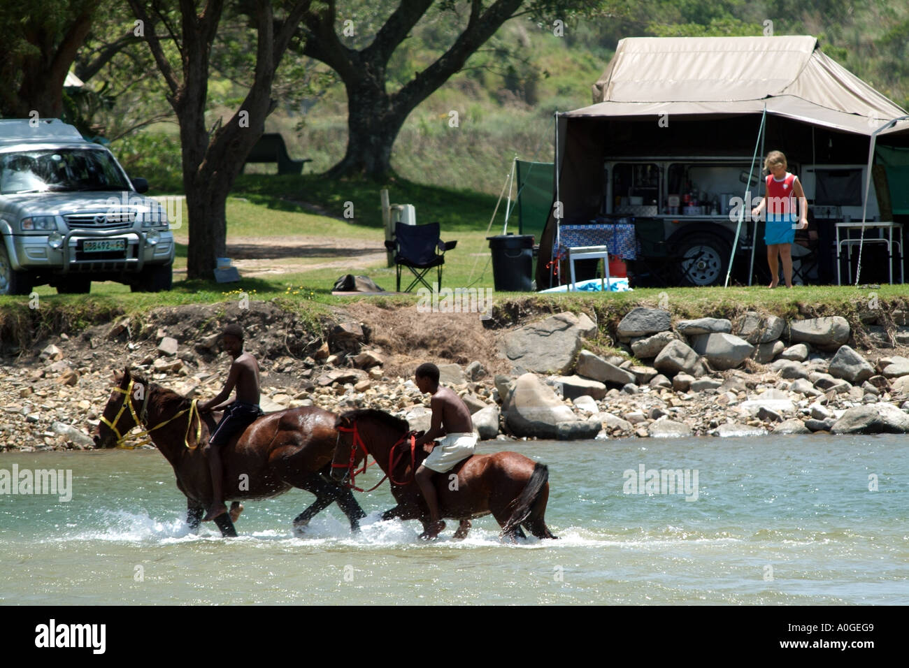 Camping at Morgans Bay on the wild coast Eastern Cape South Africa RSA ...