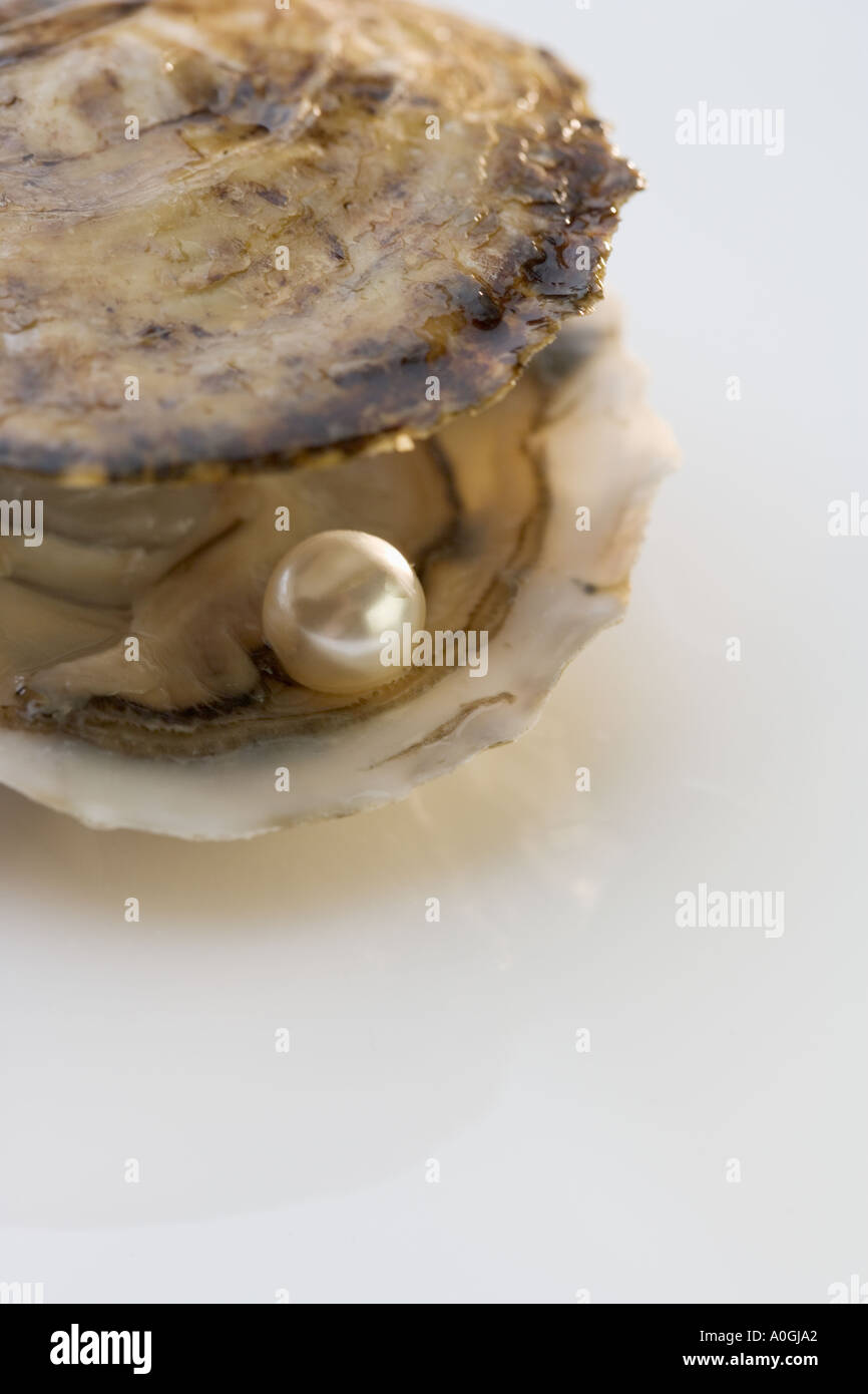 Open oyster shell with pearl Stock Photo - Alamy