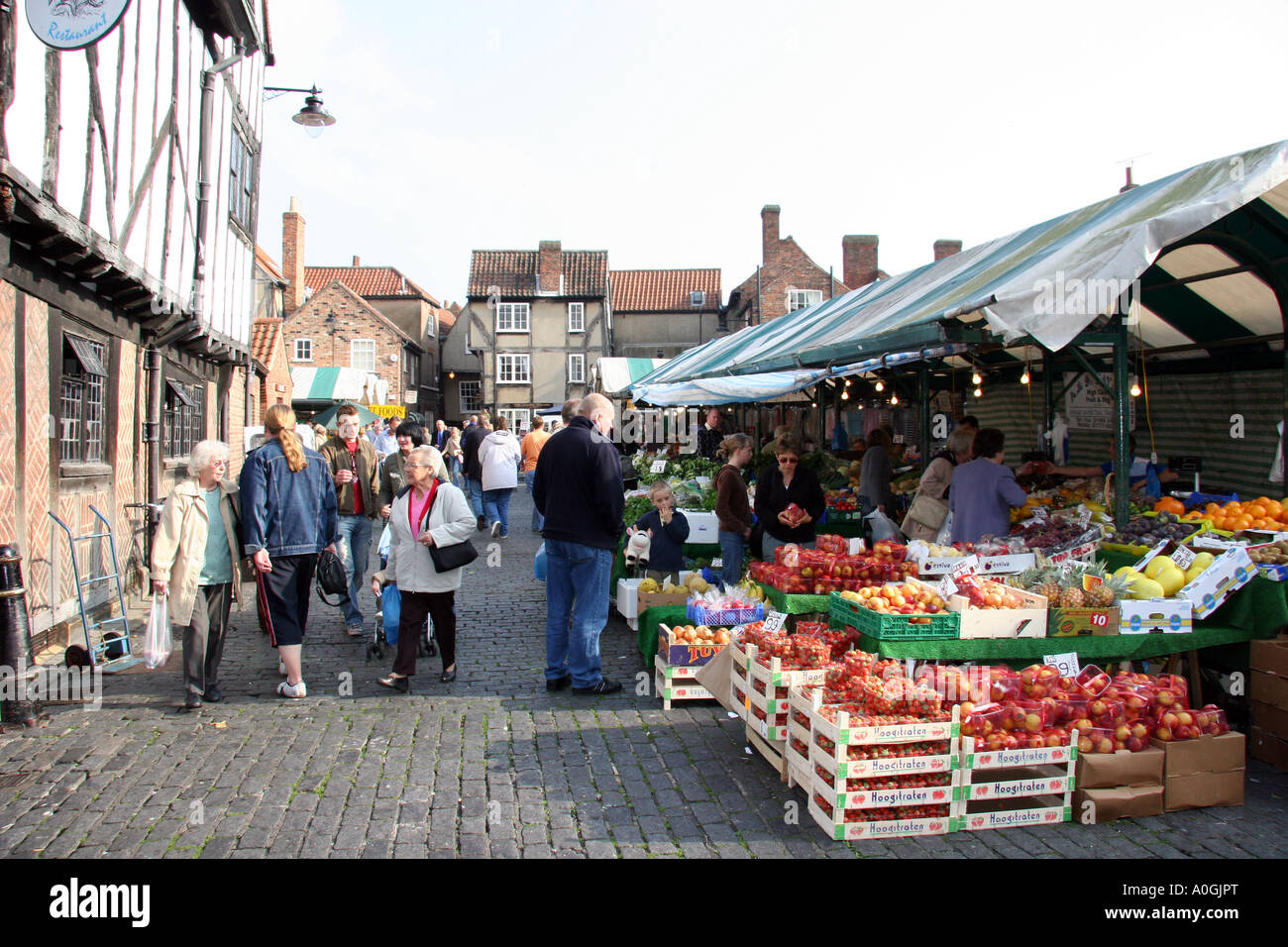 Fruit and Vegetable stall in Newgate Market York Stock Photo - Alamy