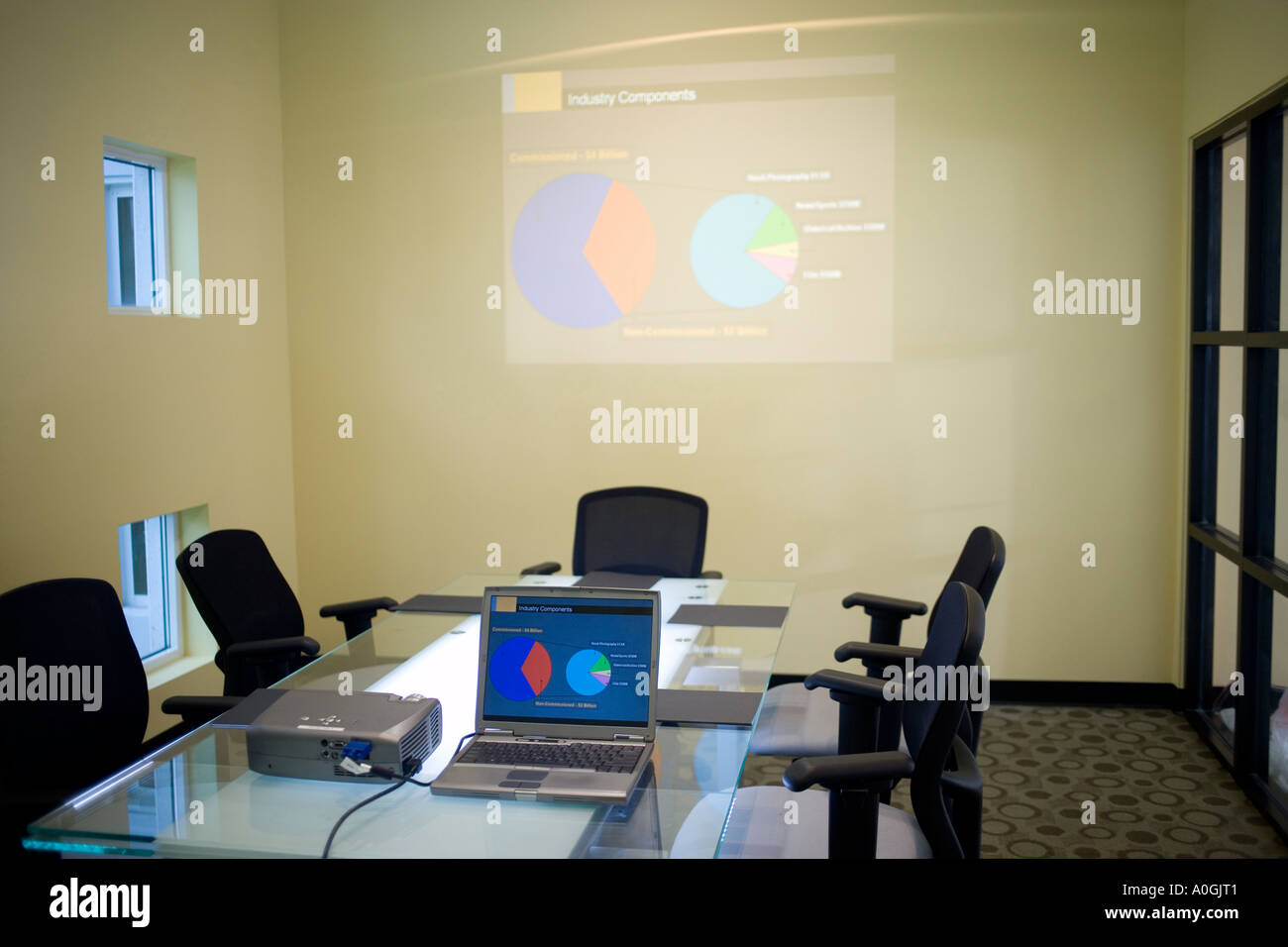 Laptop and projection equipment in a conference room Stock Photo - Alamy