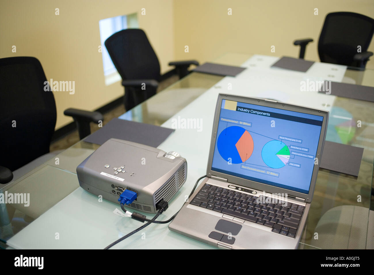 Laptop and projection equipment in a conference room Stock Photo - Alamy